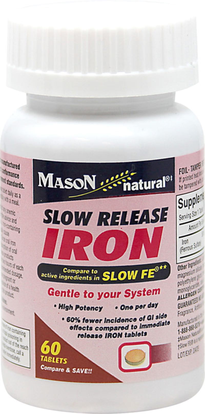 Mason Natural Slow Release Iron Tablets, 60 ea (Pack of 2) - Walmart.com