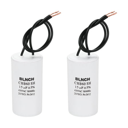 Uxcell 2 Pcs CBB60 Running Capacitor, 20uF 450V 2 Wire Electric Air ...