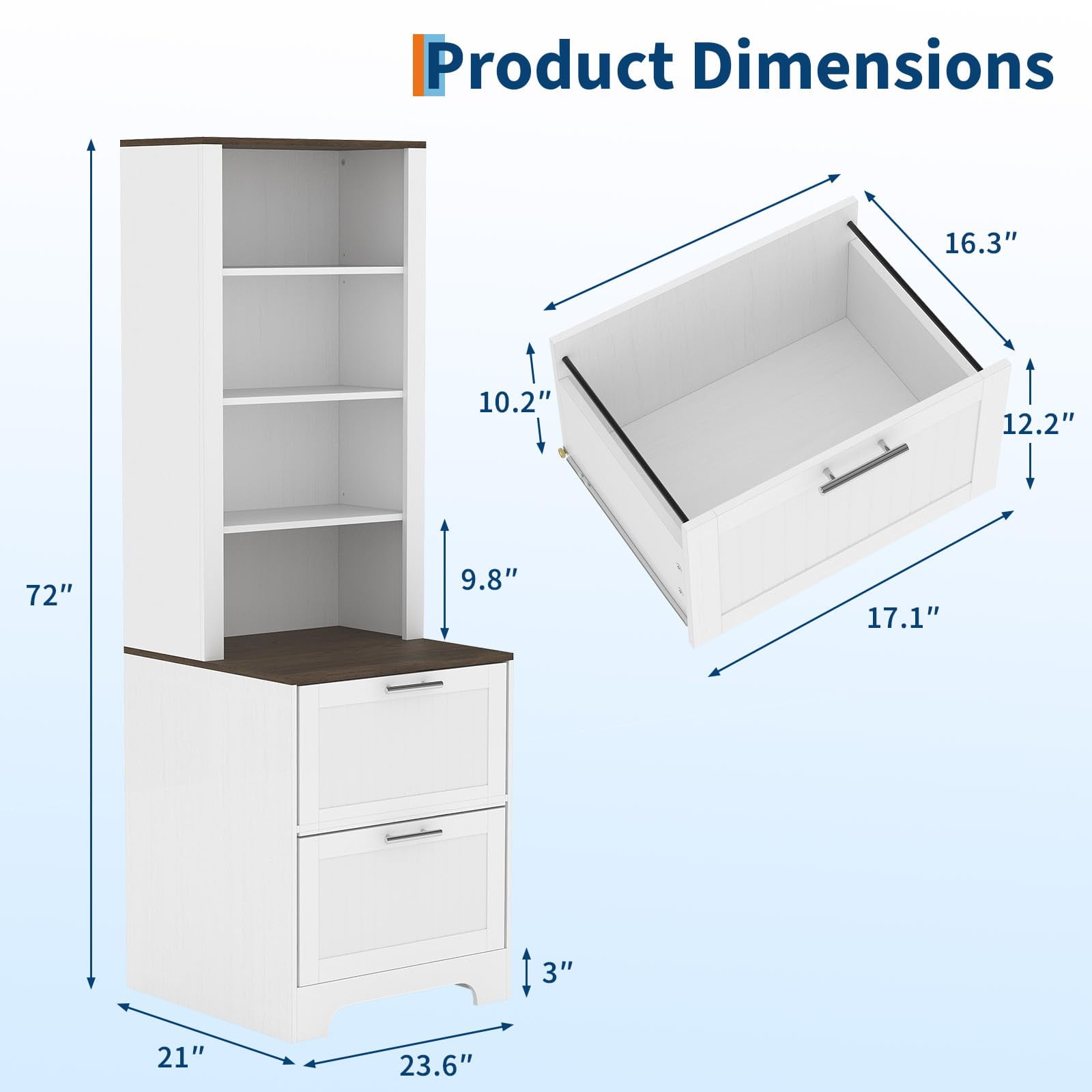 Click here for Akdsteel 72 Tall Wooden Bookshelf With 2 File Draw... prices