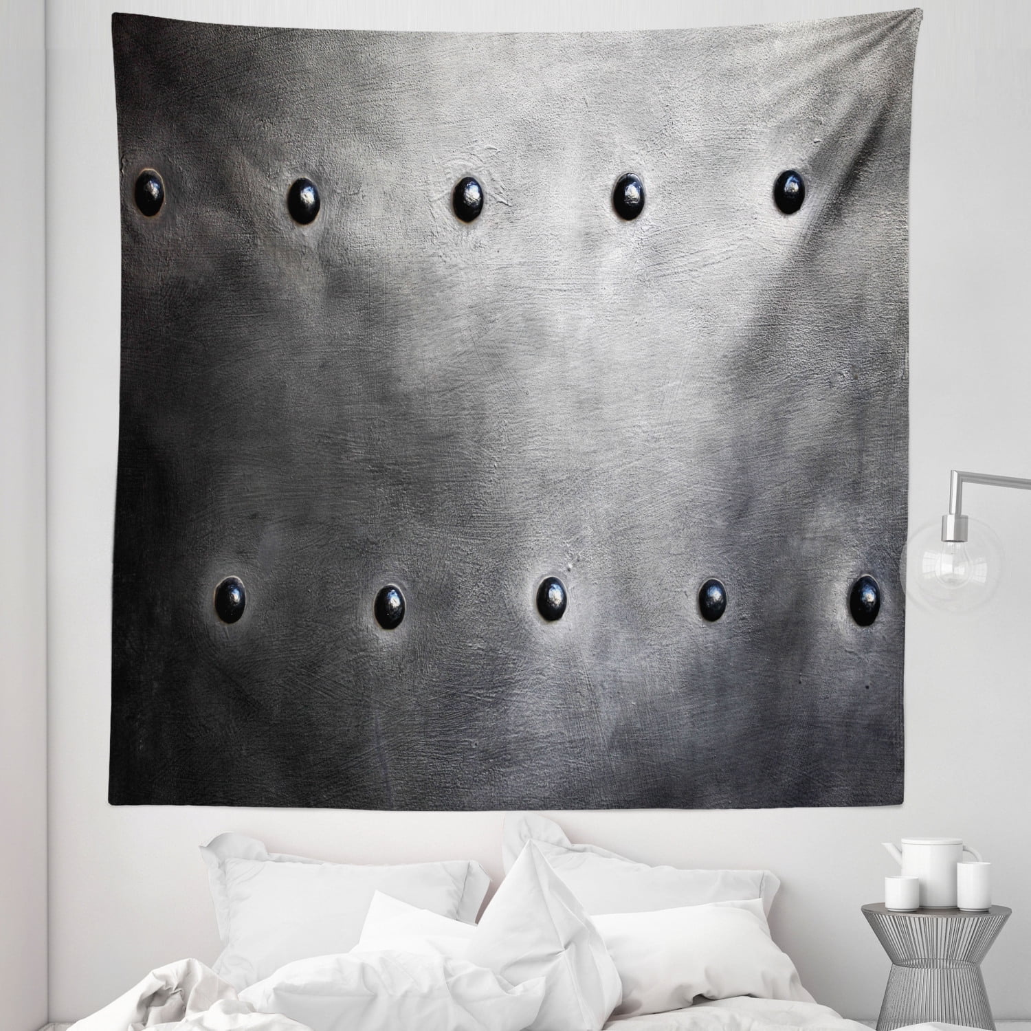 Industrial Tapestry, Black Grunge Plate Armour Digital Print Rivets ...