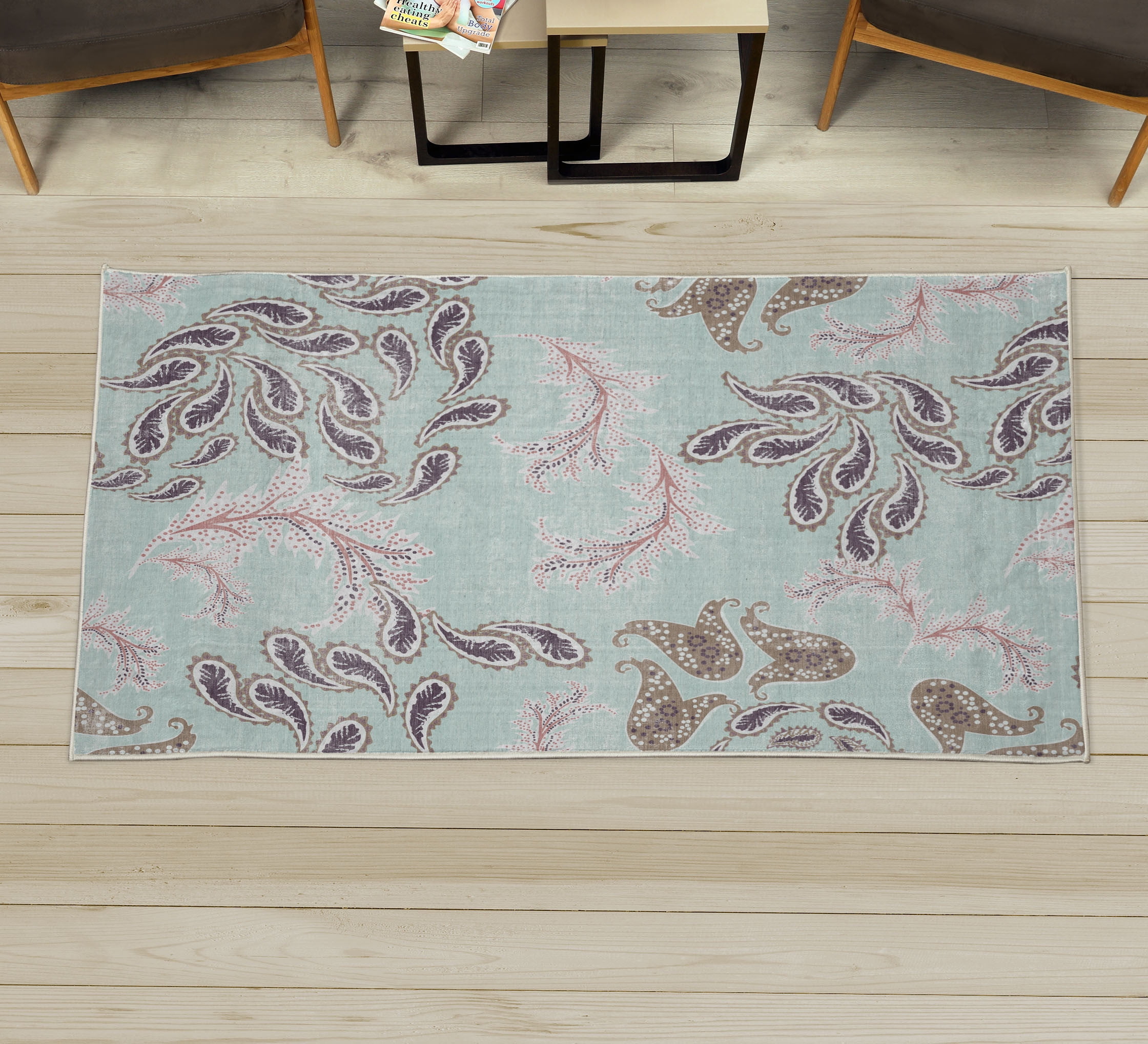 Paisley Decorative Rug, Traditional Floral Like Pattern Curvy Design ...