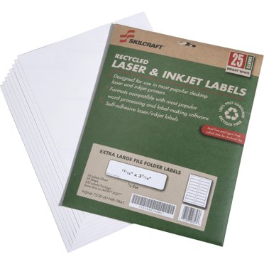 SKILCRAFT, NSN6736219, Laser/Inkjet Weatherproof Mailing Labels, 100 ...