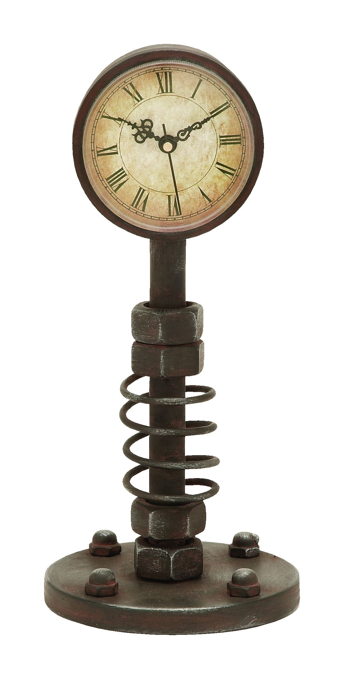 Traditional Metal Clock With Roman Numerals And Rusty Finish - Walmart.com