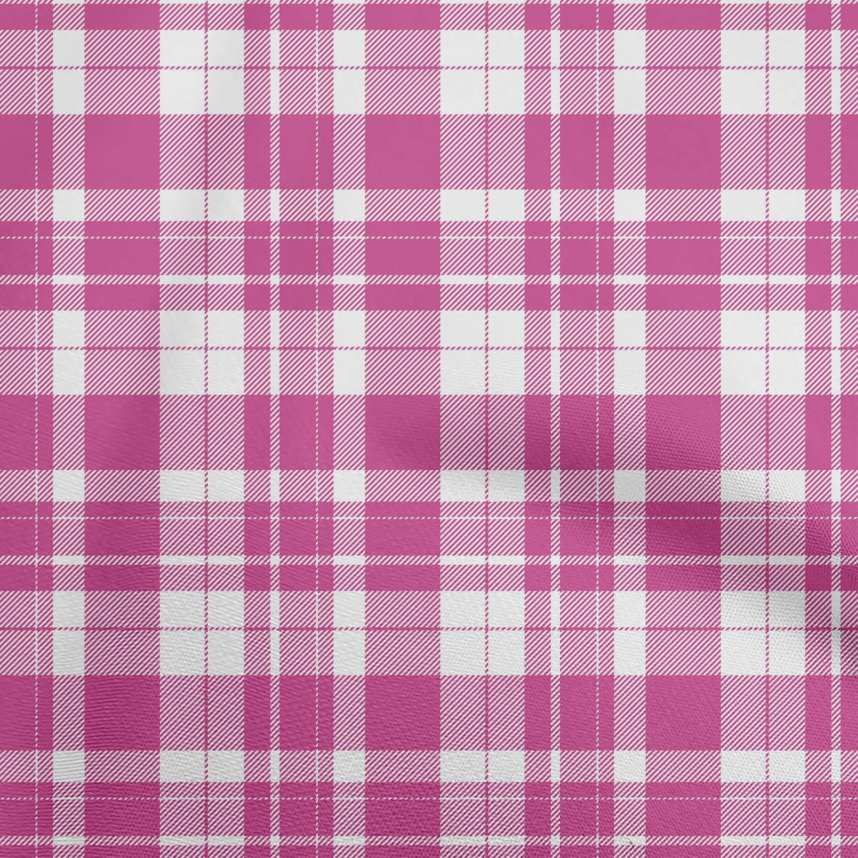 oneOone Silk Tabby Pink Fabric Check Sewing Material Print Fabric By ...