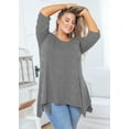 SHOWMALL Plus Size Tunic Top for women 3/4 Sleeve Blouse Gray 3X ...