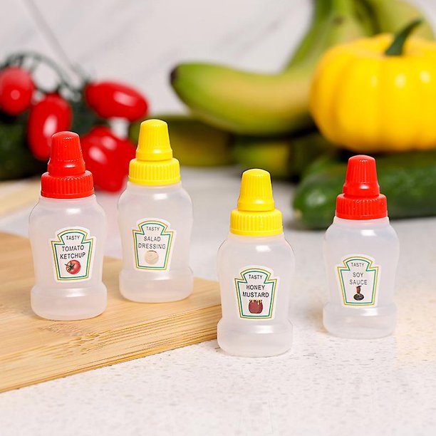 SHAR (7.4*3.3*2.3cm)squeeze Condiment Bottle, 4 Pieces Mini Condiment ...