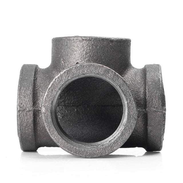 BFYWAL 3/4" 4-Way Side Outlet Tee, Industrial Cast Iron Pipe Fitting ...