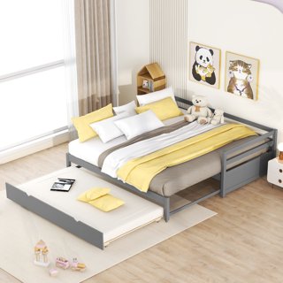Churanty Wooden Extendable Bed, Daybed with Two Storage Drawers for ...