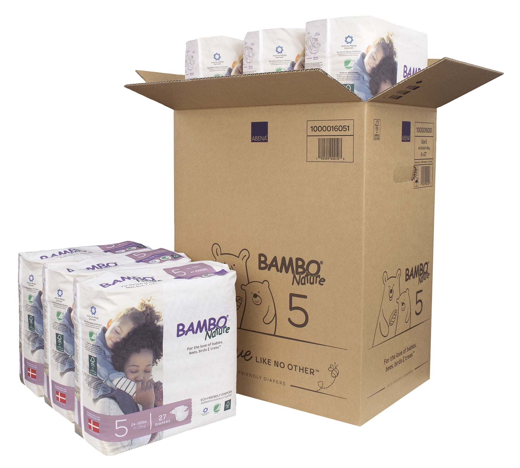 Bambo Nature Premium Baby Diapers, Size 5, 162 Count (6 Packs of 27 ...