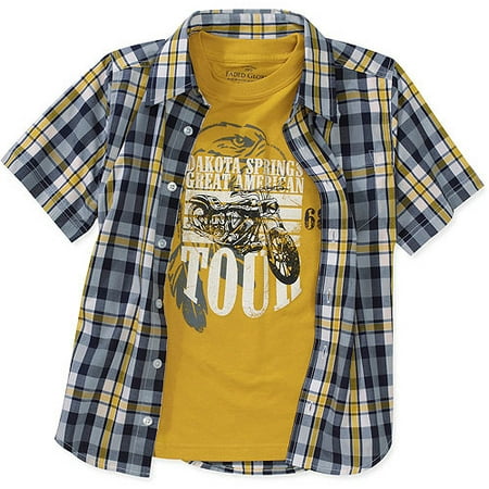 Boys' 2fer Woven Shirt and Tee Set - Walmart.com