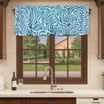Blue Swirling Lines 2 Panels Kitchen Valance, Curves Waves Modern ...