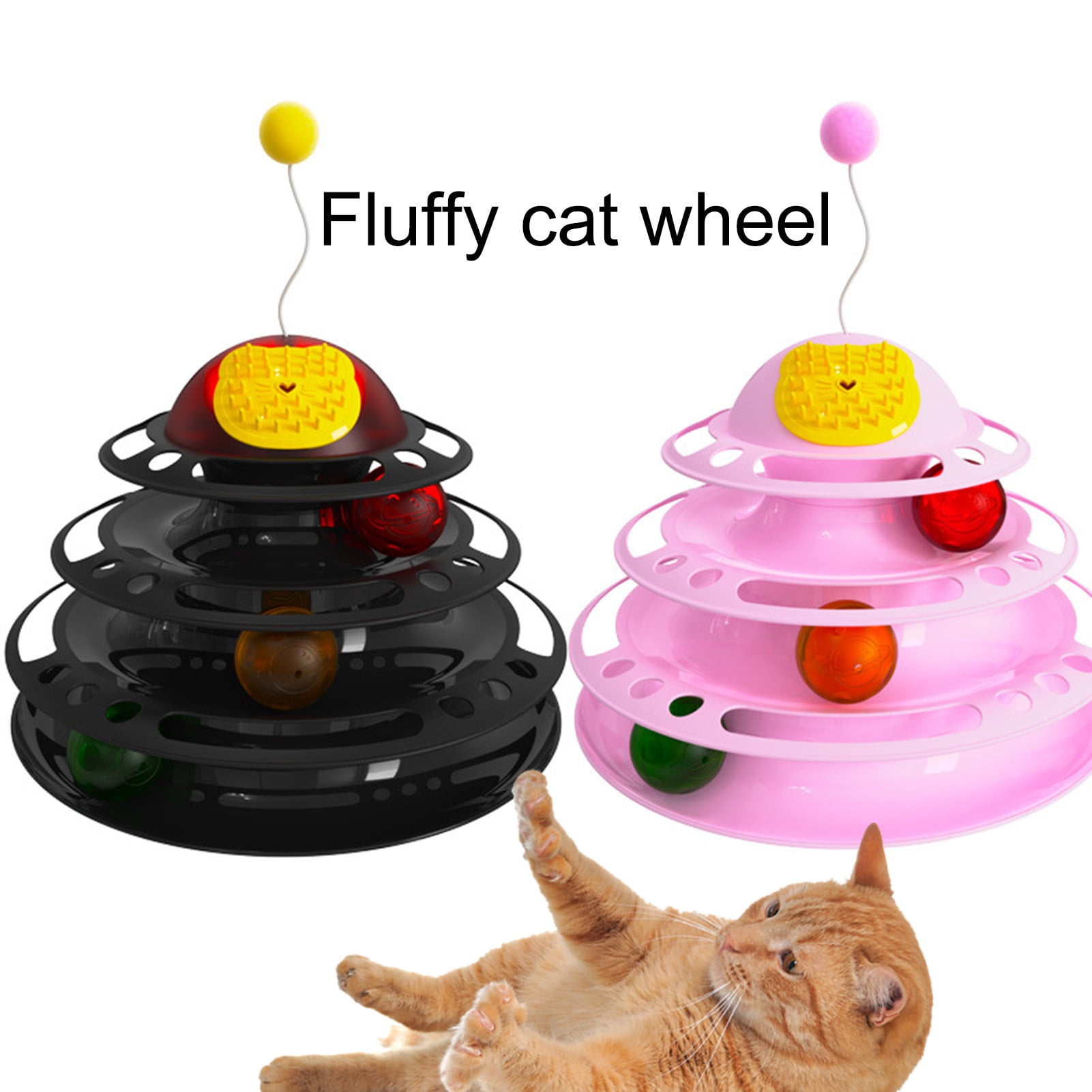 Travelwant Cat Toy Roller 3-Level Turntable Cat Toys Balls with Six ...