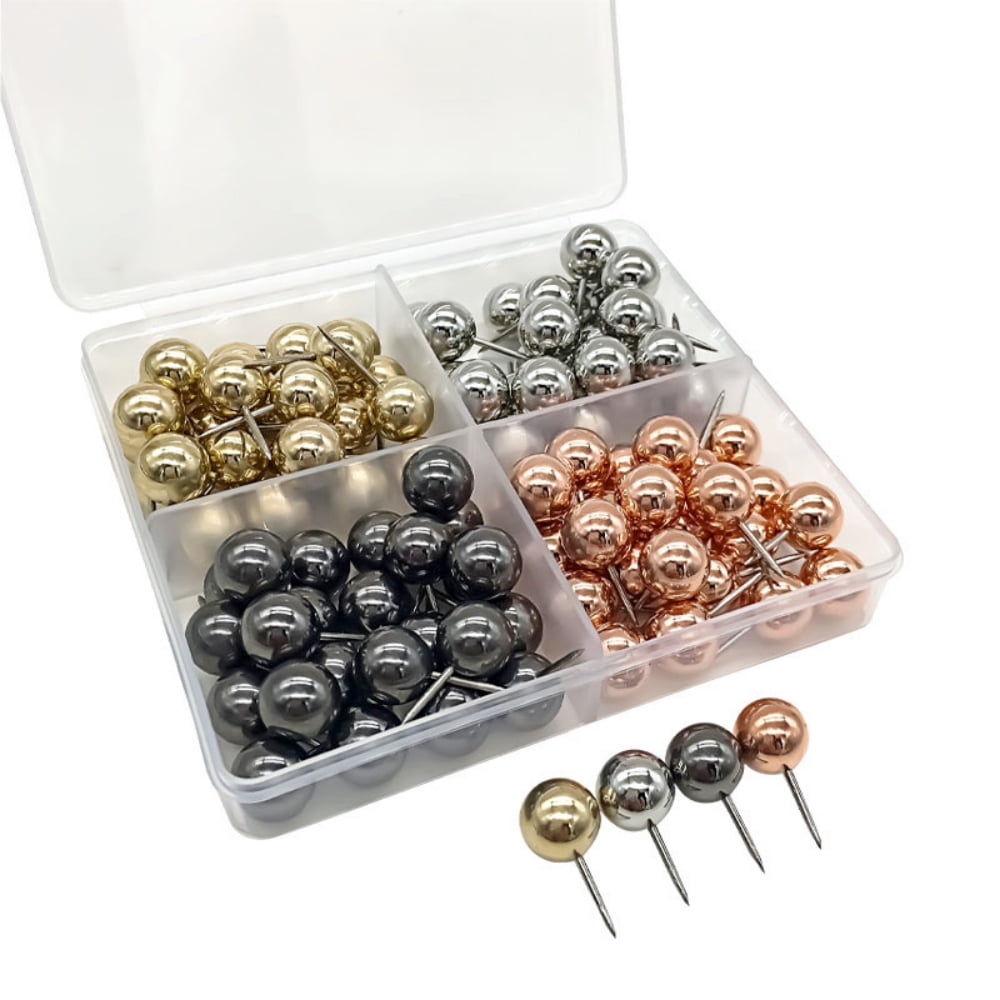 Trianu Push Pins Metallic Color Map Tacks 10mm Round Head with ...