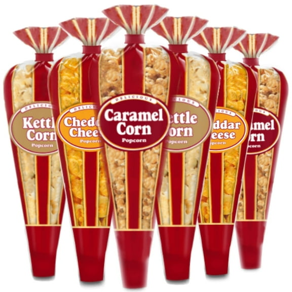 Popcornopolis Variety Popcorn 12 Cone Snack Pack for Parties and Kids ...