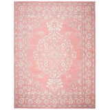 SAFAVIEH Micro-Loop Britton Floral Bordered Wool Area Rug, Pink/Ivory ...
