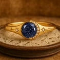 Blue Sandstone & Diamond Engagement Ring, Moon Crescent Wedding Ring ...
