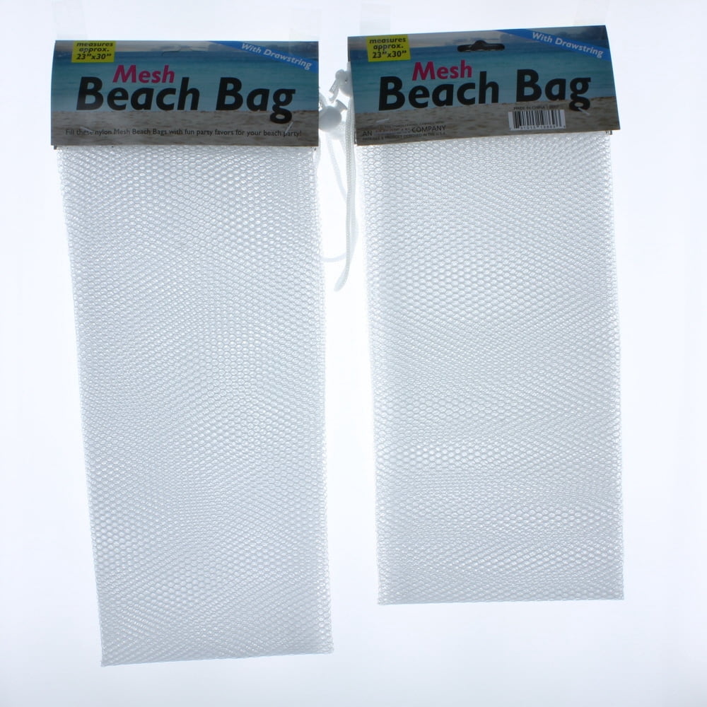Lot of 2 White Mesh Beach Bag With Drawstring Party Favors - Walmart.com