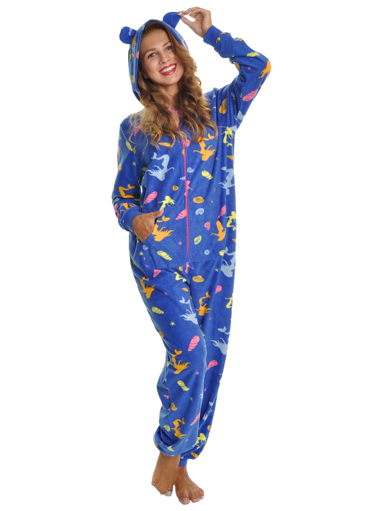 Angelina Women's FLEECE Novelty One-Piece Hooded Pajamas (1-Pack ...