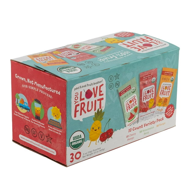 - Fruit Snacks Variety Pack 30 count, 100% Natural Gluten-Free, Vegan ...