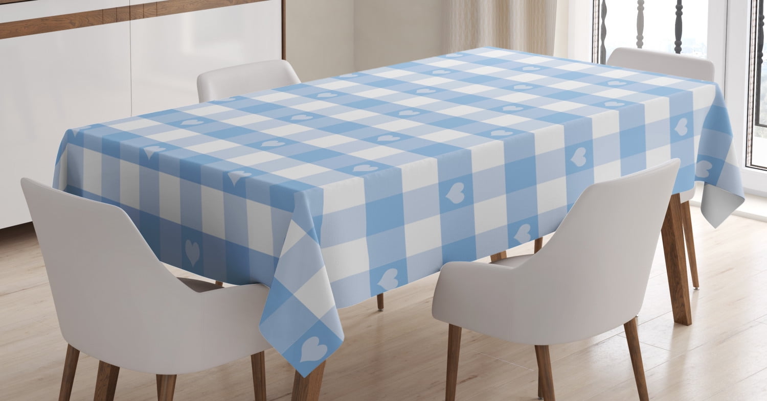 Light Blue Checkered Tablecloth