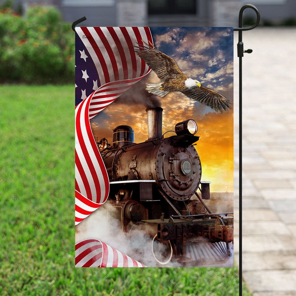 FLAGWIX American Garden Flag (11.5" x 17.5") - Train American Flag ...