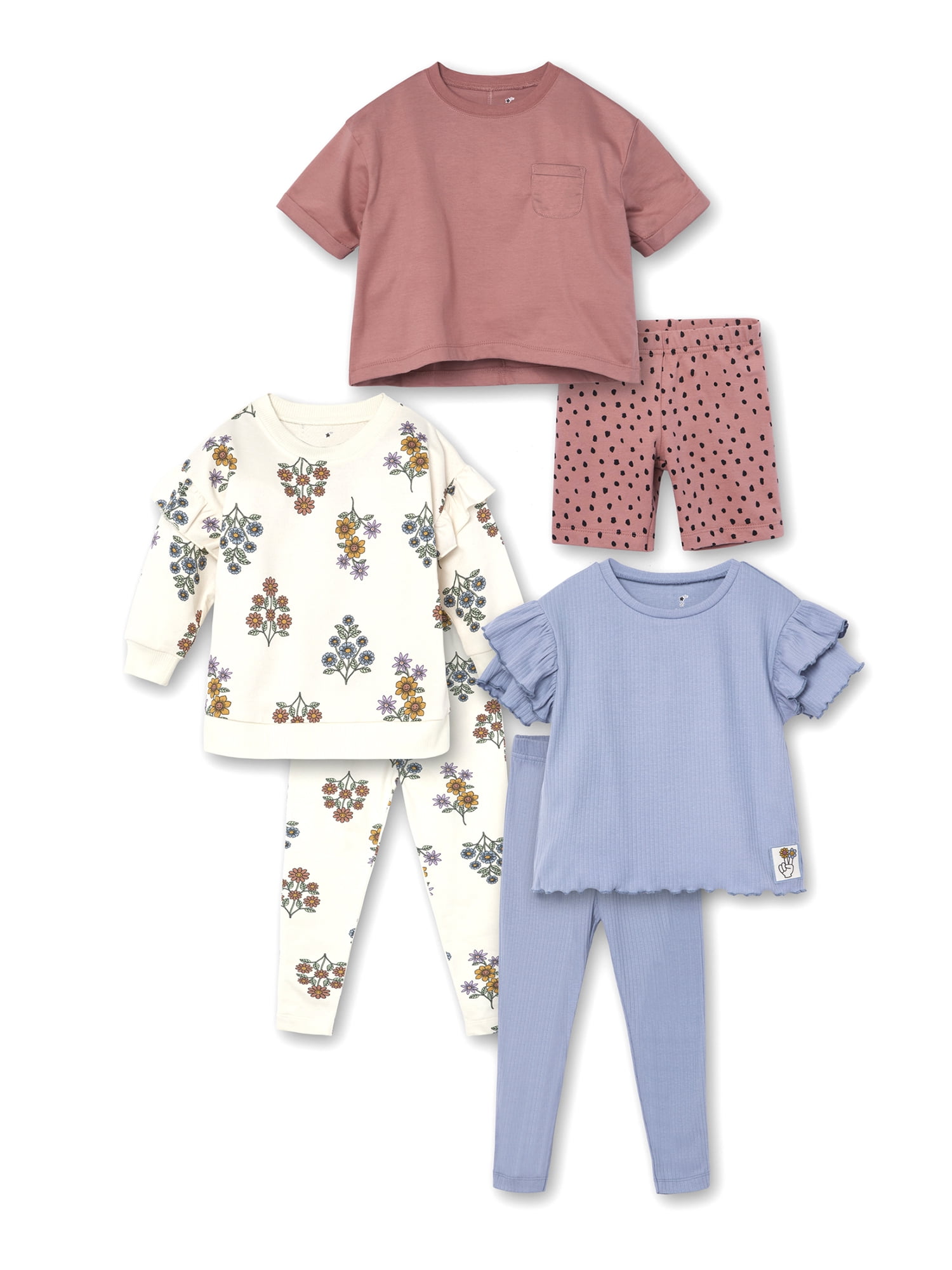 Little Star Organic Toddler Girl 6Pc Outfit Set, Size 12M-5T - Walmart.com