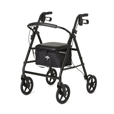 Equate Rolling Walker for Seniors, Rollator with Seat and Wheels, Black ...
