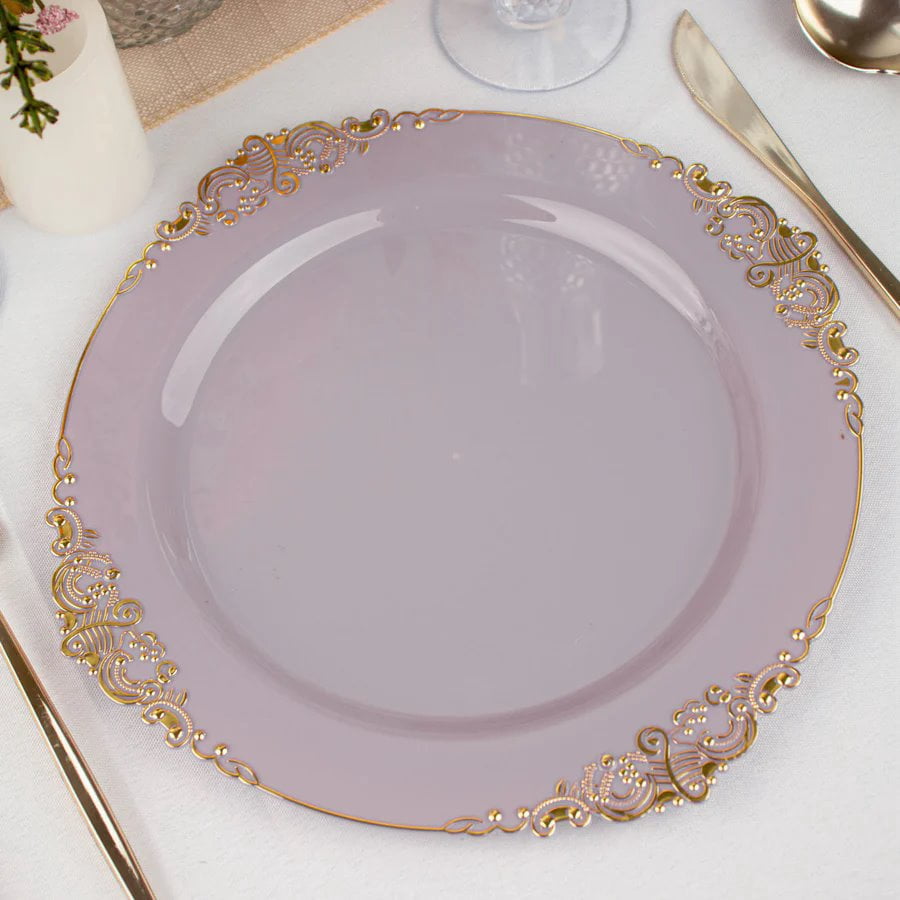 BalsaCircle 10 Lavender Round 10" Disposable Plastic Salad Dinner ...