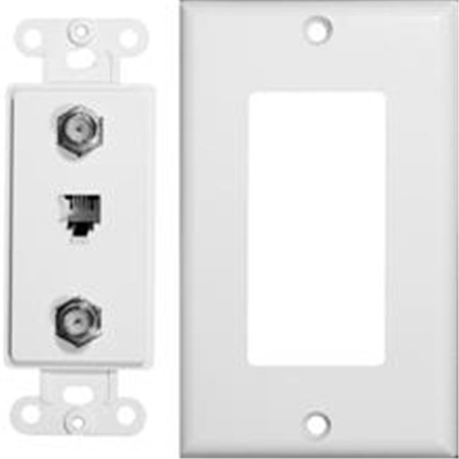 Decorator Double Coax Single Phone Jack 2 Piece White - Walmart.com