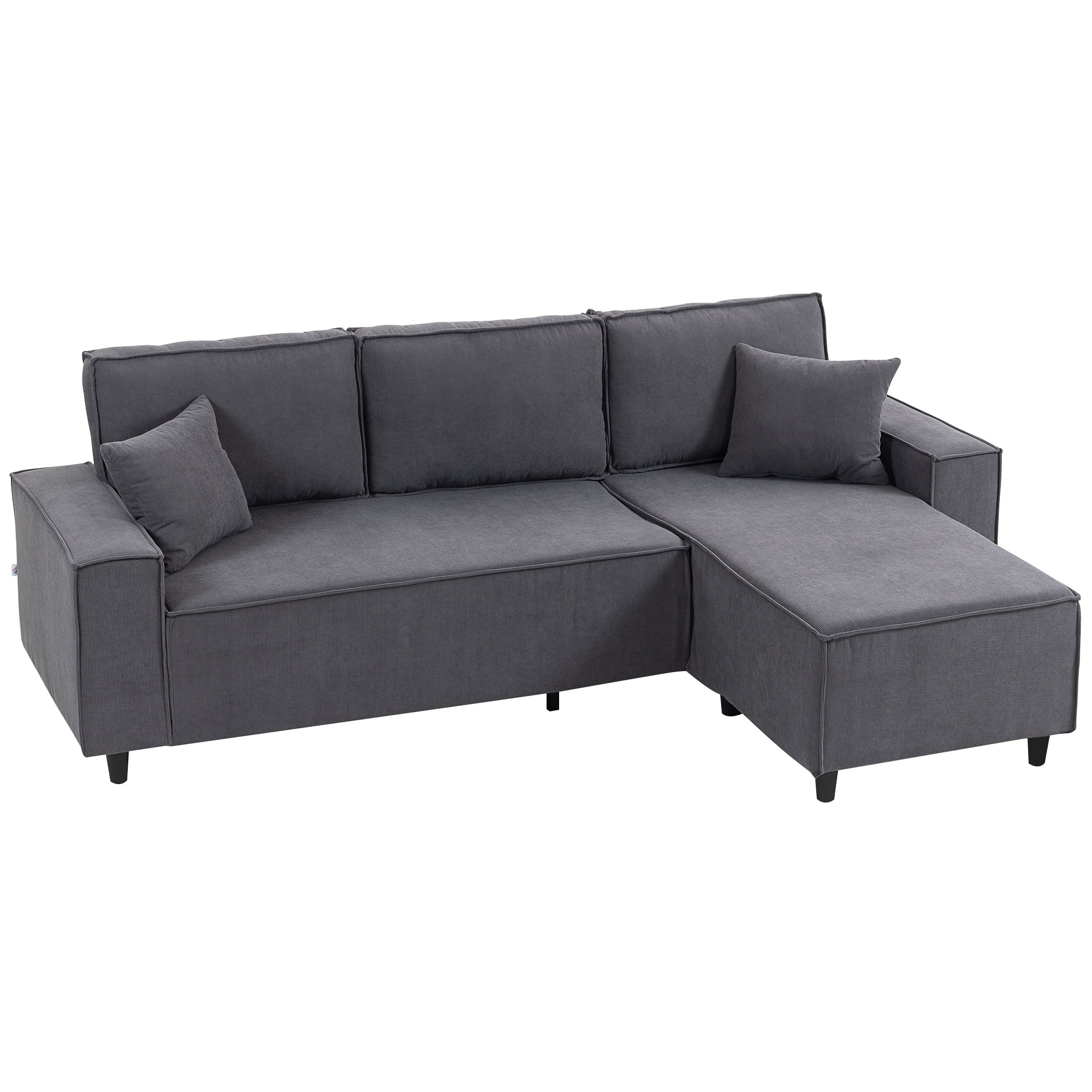 Click here for Homcom Chaise Sectional Sofa  Corduroy Fabric Corn... prices