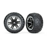 Traxxas 3771X Tires & Wheels 2.8 RXT Black & Satin Wheels, Ribbed Tires ...