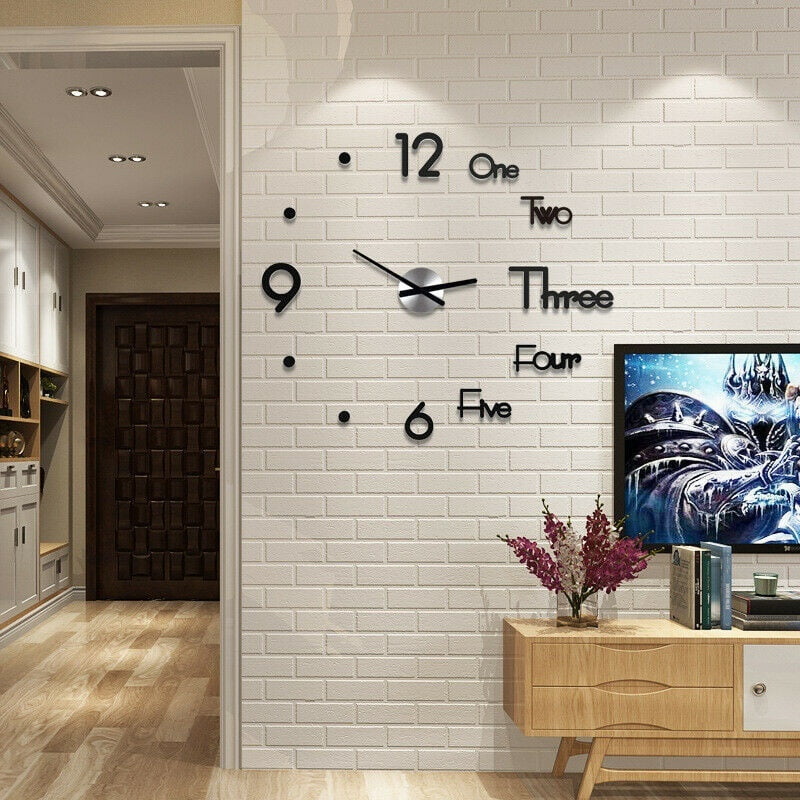3D Wall Clock Wall Stickers Creative DIY Wall Clocks Removable Art ...