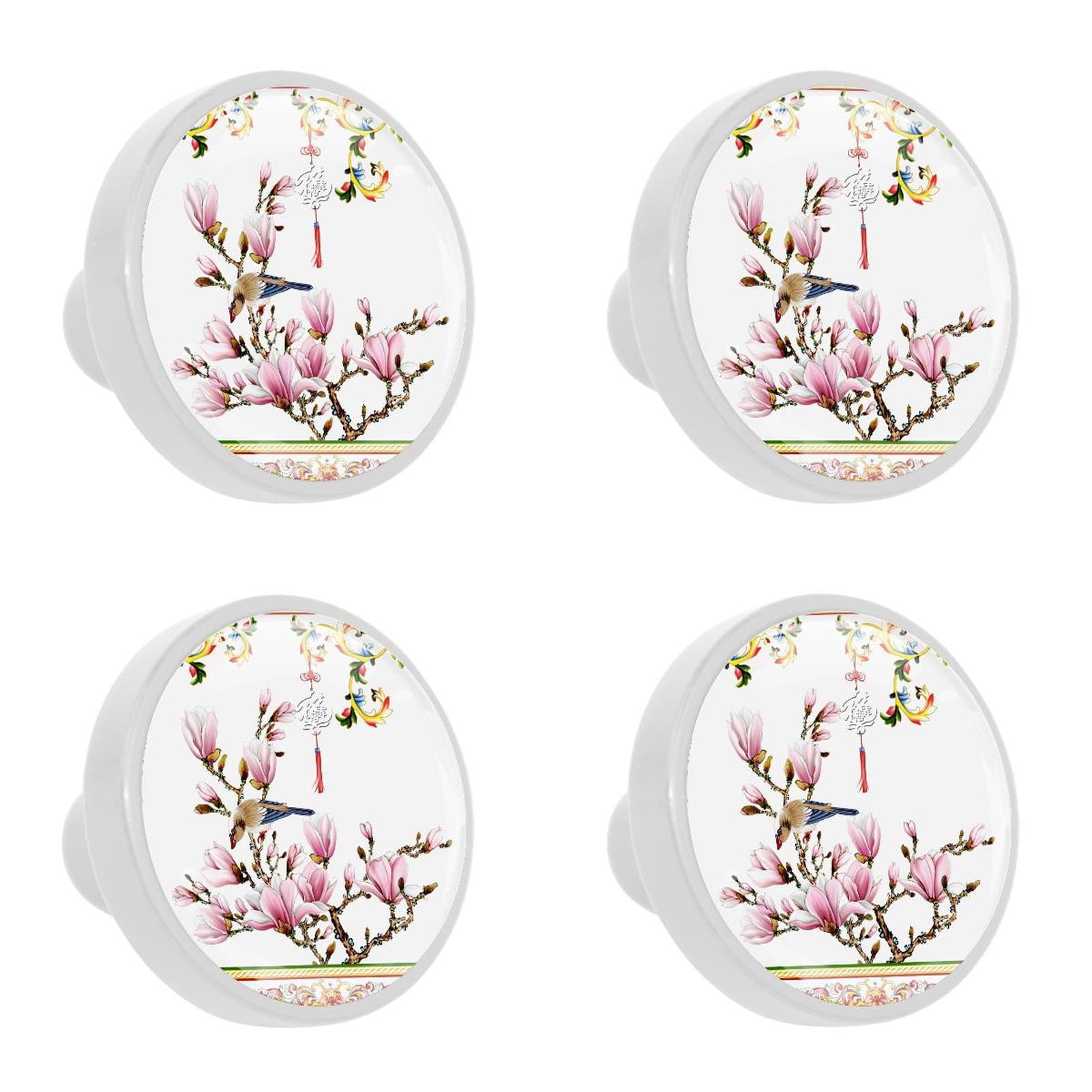 4 Pcs Magnolia Knobs for Kitchen Cabinet Cupboard Dresser Bookcase ...