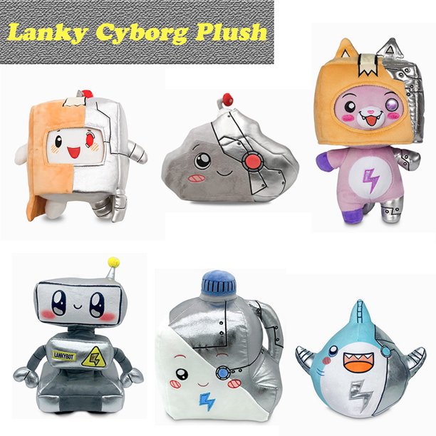 Lankybox machinery series milk shark cartoon plush toy fox box doll ...