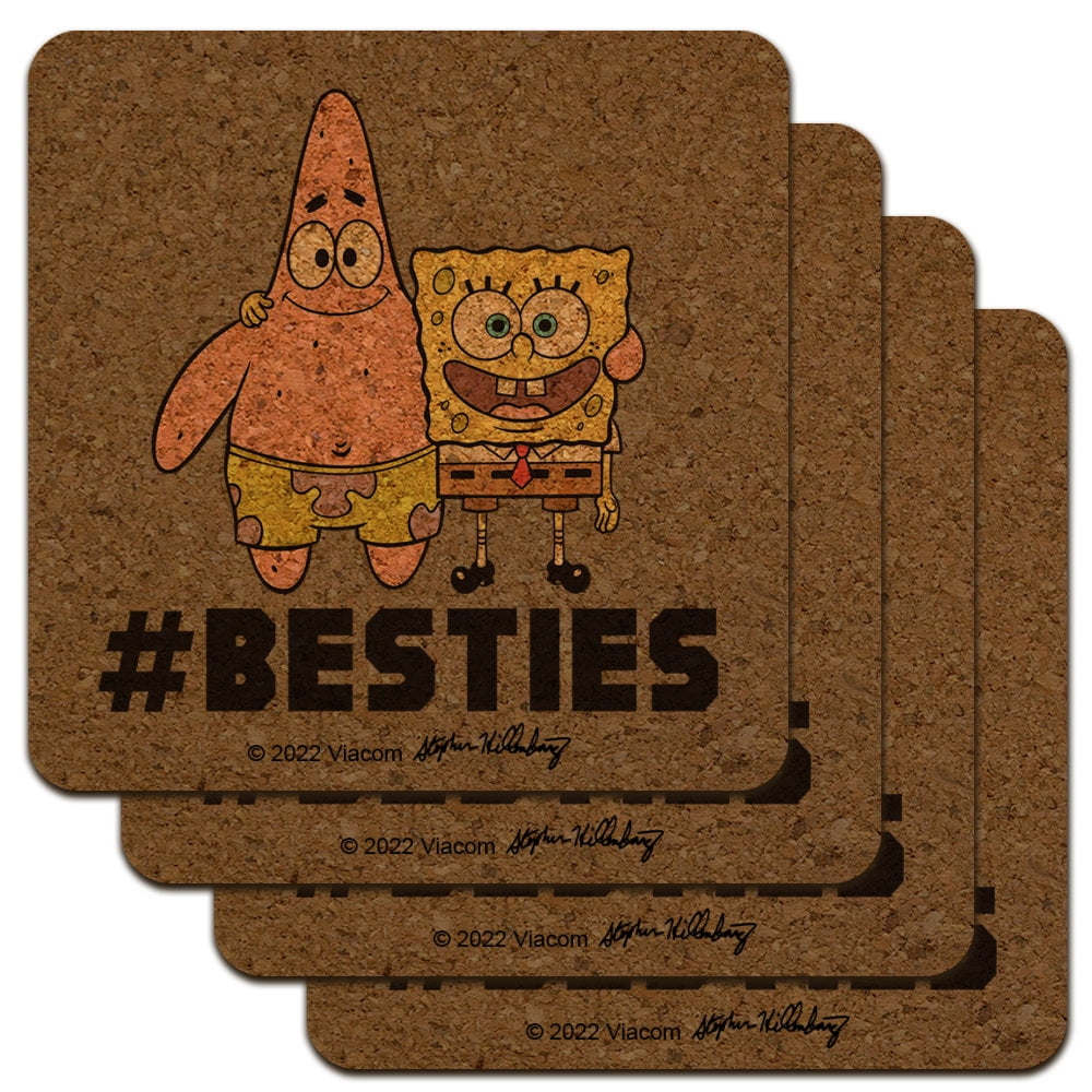 SpongeBob Besties Low Profile Novelty Cork Coaster Set - Walmart.com