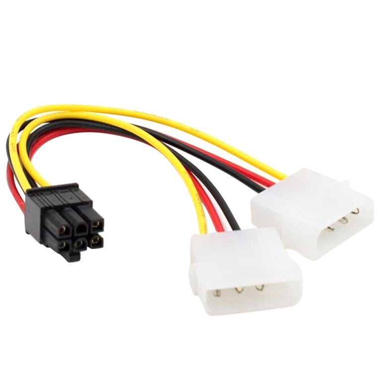 Dual 4Pin Female To 6Pin Male Graphics Power Cord 15CM Video Card Power ...