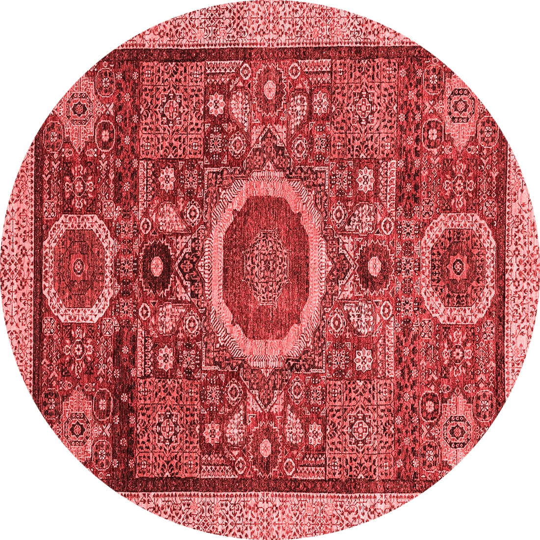 Ahgly Company Indoor Round Abstract Red Modern Area Rugs, 7' Round ...