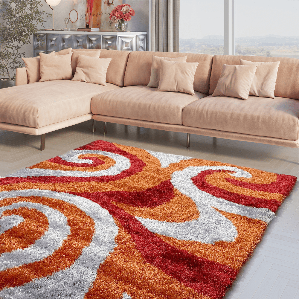 Optima Wild Side Orange And Red 5x7 ft Shag Area Rug - Walmart.com