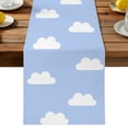 Clouds Dining Table Runner, Sky Cartoon Sky Blue Washable Table Runners ...