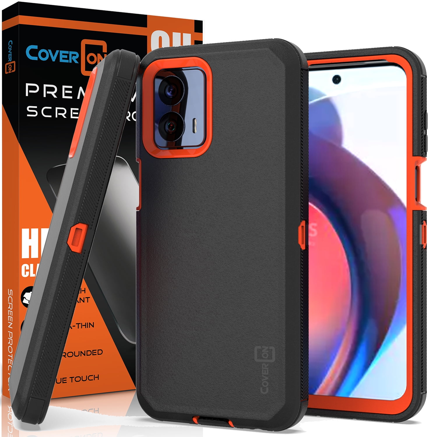 CoverON For Motorola Moto G Power 5G (2023) Case and Screen Protector Tempered Glass, Military ...