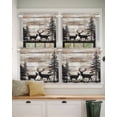 Forest Deer Pine Tree Short Blackout Curtains 30 Inch Long,Retro Wood ...