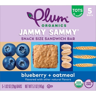 Plum Organics Jammy Sammy Snack Bars Blueberry and Oatmeal 1.02 oz 5 ...