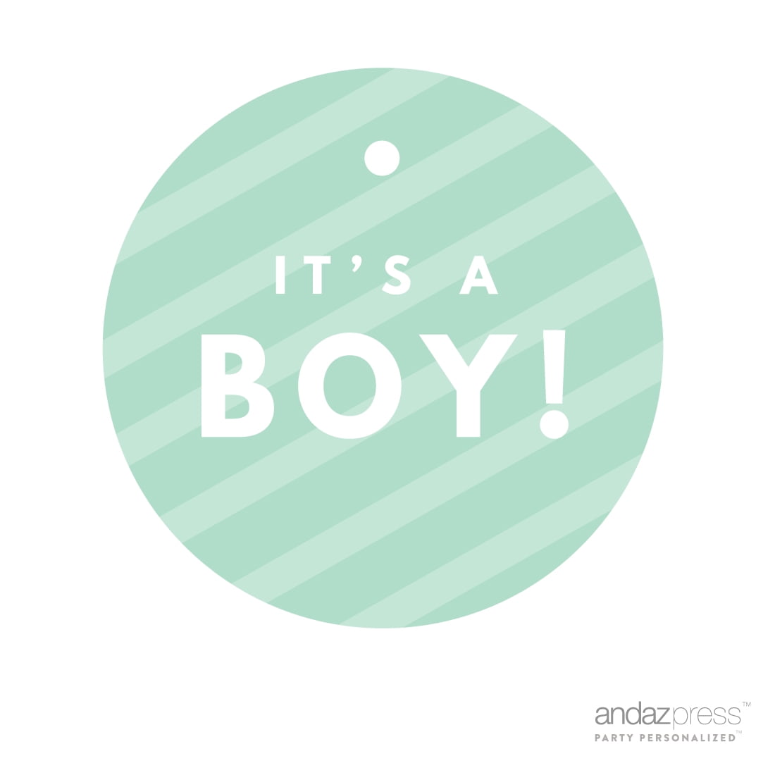 Mint Green It´s A Boy! Striped Circle Baby Shower Gift Tags, 24-Pack ...