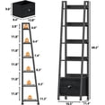 5-Tier Ladder Bookshelf with Removable Drawer, Rustic Wood & Metal ...