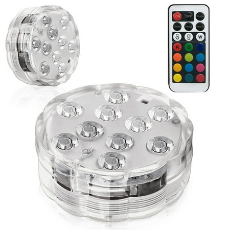 Set of 2 RGB Color Changing Submersible Lights, 13 Colors and 4 Modes, Battery Powered and ...