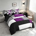 Manfei Abstract Grid Full Size Bedding Sets, Plum Purple Checkered Full ...