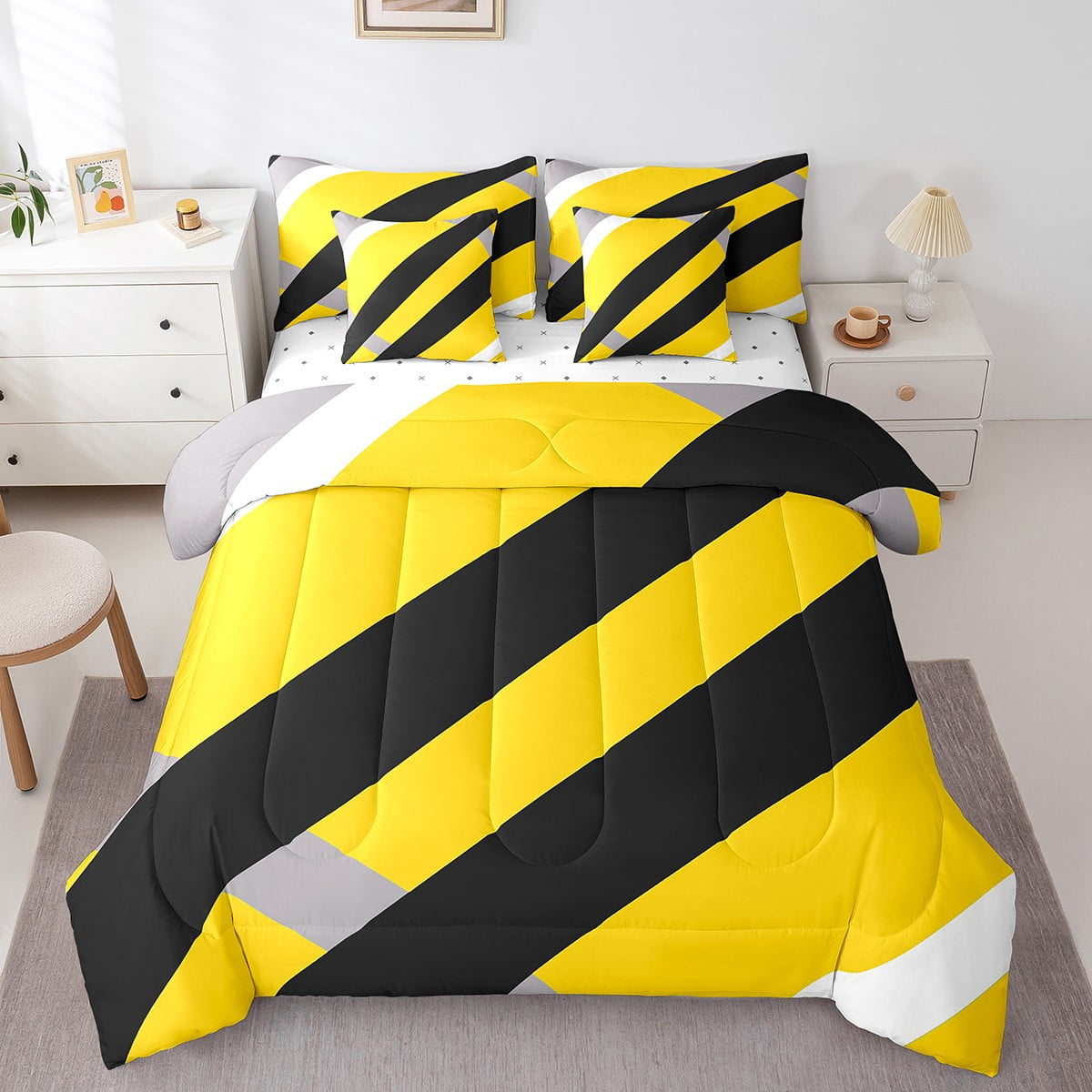 Click here for Erosebridal Yellow Black Geometic Bedding Sets Ful... prices