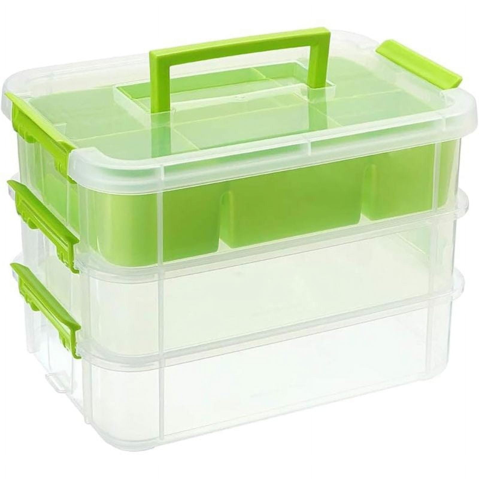 Caja de almacenamiento apilable de 3 niveles con bandeja dividida ...