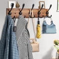 Wall Mount Coat Rack Brown Plate & Black Hook, 1 Item-5 Hooks, Real ...