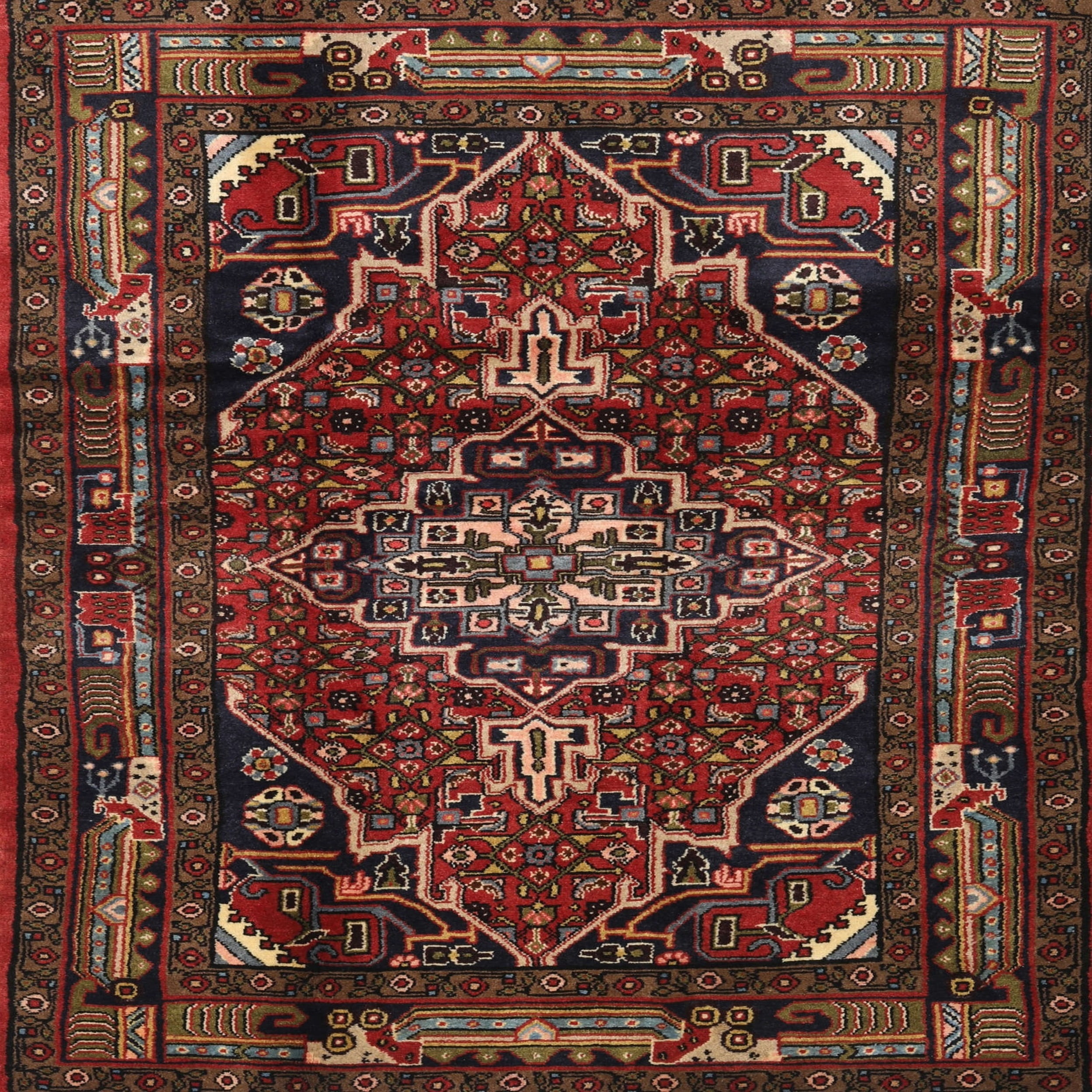 Ahgly Company Indoor Square Traditional Sienna Brown Persian Area Rugs ...